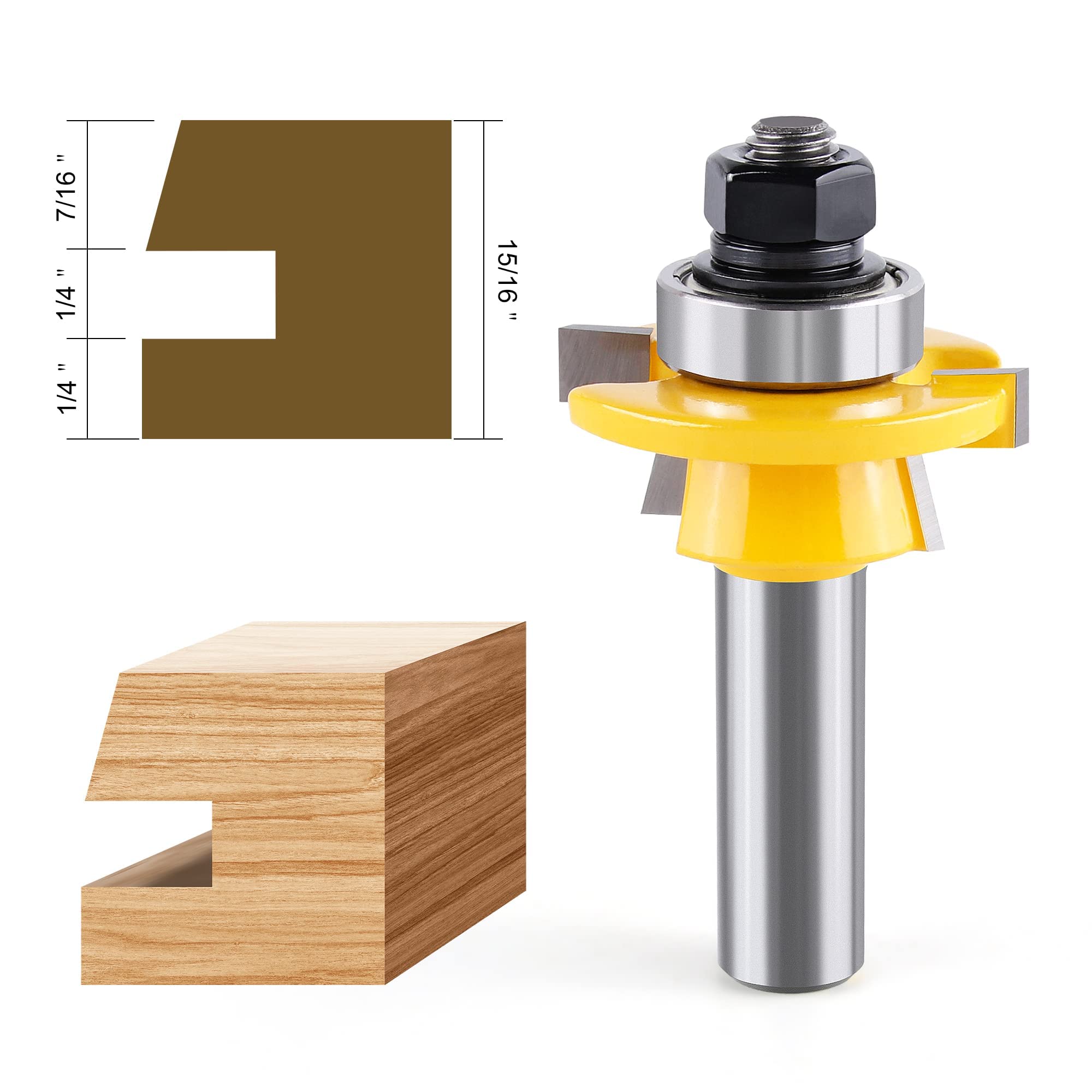 Shaker Rail and Stile Router Bits, Newdeli 1/2 Inch Shank Tongue and Groove Router Bit, Professional Carbide Milling Cutters for Woodworking for Cabinet Doors