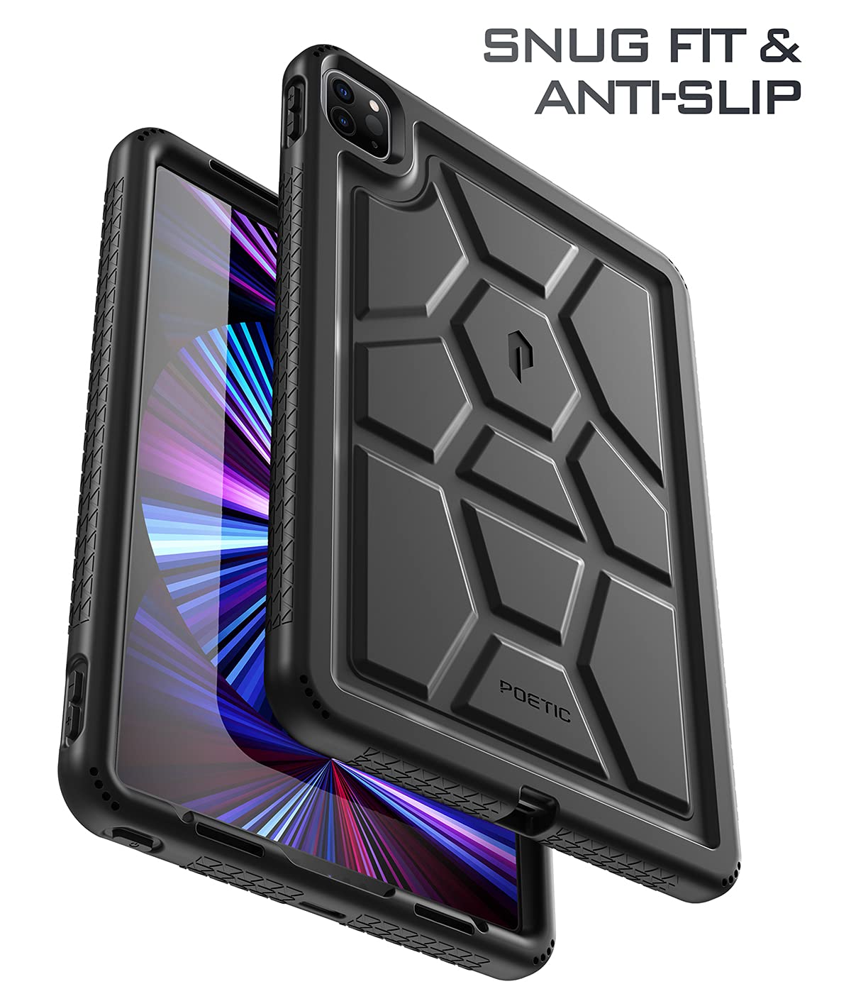 Poetic TurtleSkin Heavy Duty Case Designed for iPad Pro 11 Inch 4th Gen 2022 / 3rd Gen 2021 / 2nd Gen 2020 / 1st Gen 2018, Rugged Shockproof Drop Protection Kids Friendly Silicone Cover Case, Black