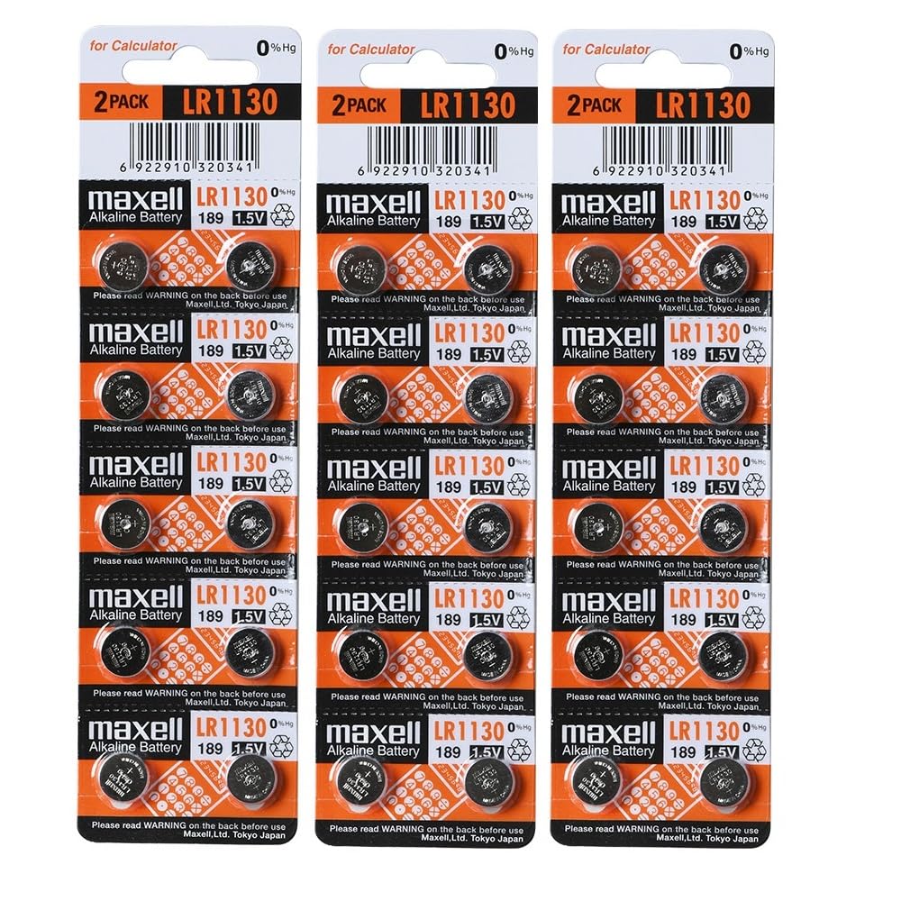 Maxell Watch Battery Button Cell LR1130 AG10 Pack of 30 Batteries New Hologram Package
