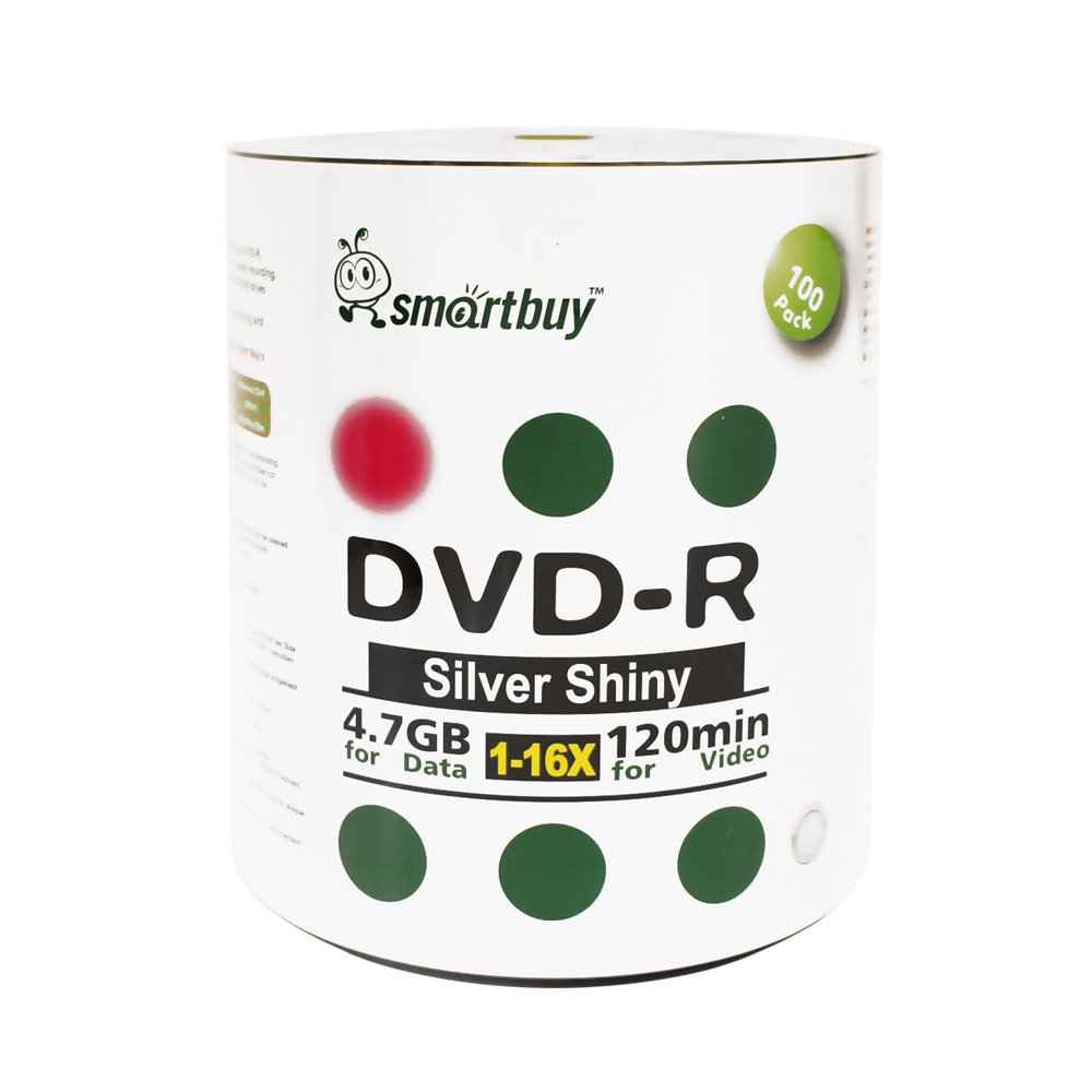 Smart Buy 200 Pack DVD-r 4.7gb 16x Shiny Silver Blank Data Video Movie Recordable Media Disc, 200 Disc 200pk