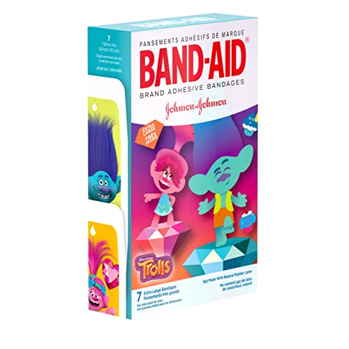 Band-Aid Brand Adhesive Bandages for Minor Cuts and Scrapes, DreamWorks Trolls for Kids, Extra Large, 7 ct