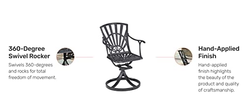 homestyles 6660-53 Outdoor Swivel Rocking Chair, Charcoal