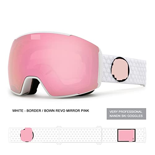 AOIKE Large Spherical Magnetic Suction Ski Goggles Anti-fog Men's And Women's Ski Glasses Easy To Replace Lenses ( Color : White Blue )