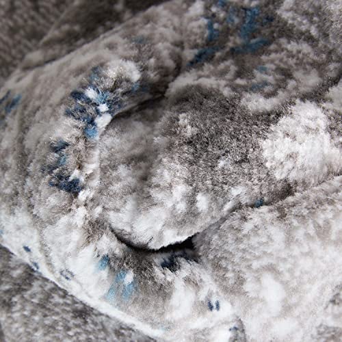 Well Woven Dulcet Trieste Distressed Floral Medallion Pattern Ivory Grey 5'3" X 7'3" Area Rug