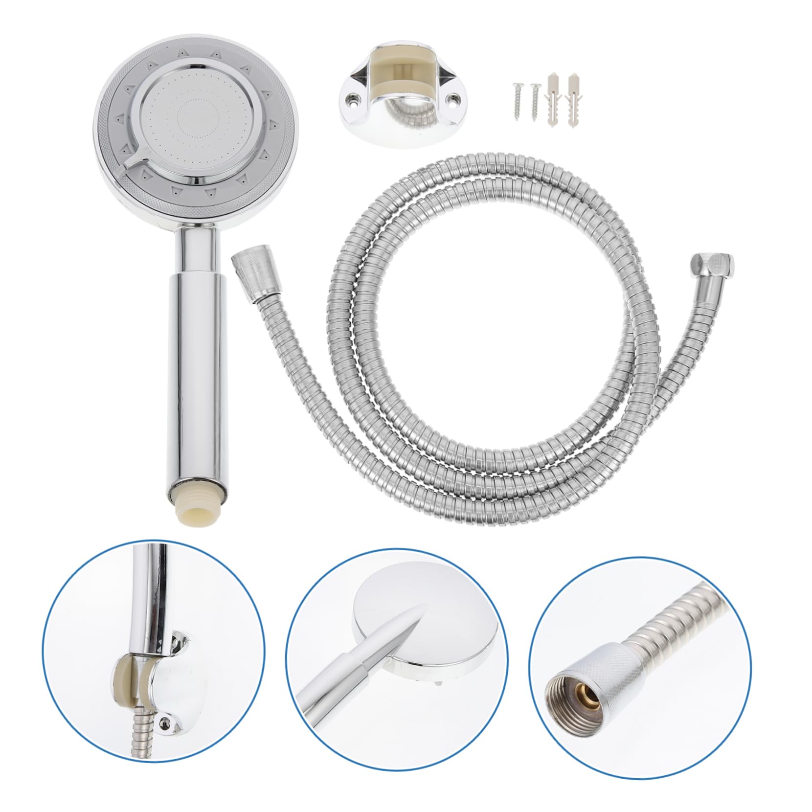 jojofuny 3 Sets Shower Head Showering Spray Head Showerhead Kitchen High Pressure Rainfall Spray Bath Kits Wood Led Base Magnetic Soap Holder Caps Bathroom Head Toilet Abs Suit Handheld