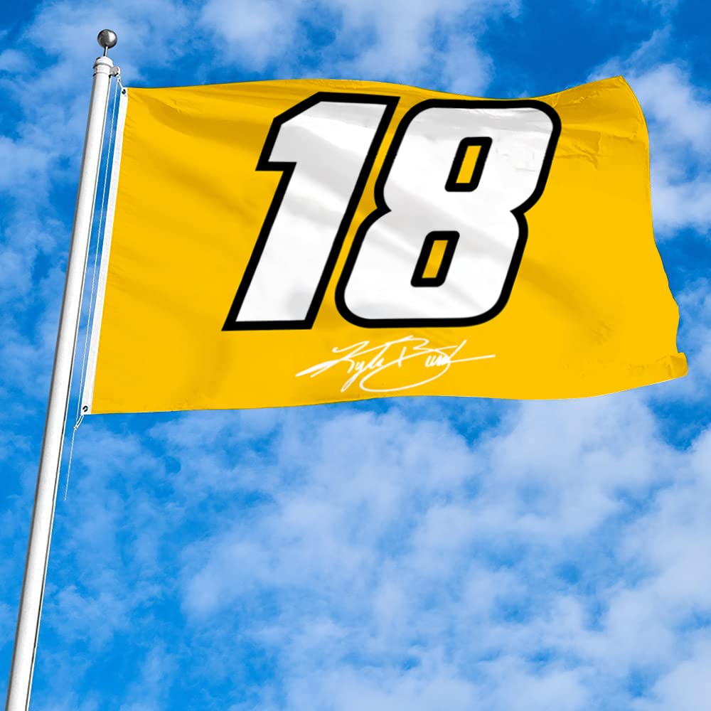Bayyon Checkered Flag Kyle Busch #18 Flag Banner 3x5Feet for Car Fans with Brass Grommets