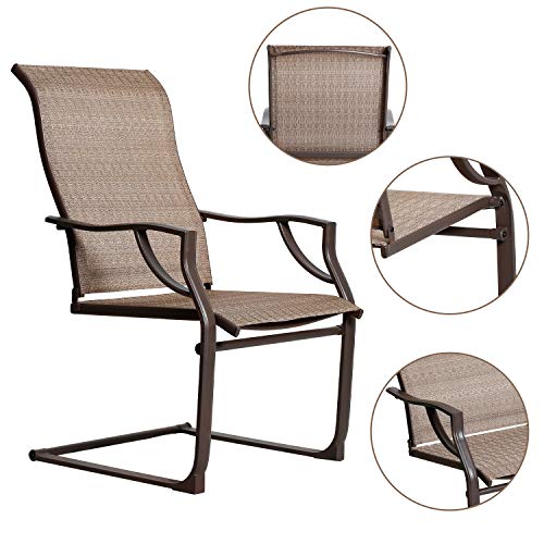 BALI OUTDOORS All-Weather Spring Motion Textile Patio Dining Chairs Set of 2 for Outdoor Lawn Garden Backyard