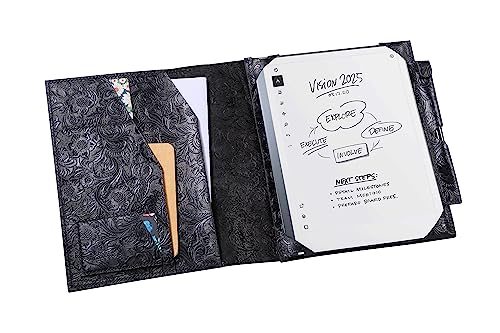 Black Purple tooled embossing leather remarkable 2 case with pen holder, reMarkable 2 folio organizer cover, N05-LRMBPU