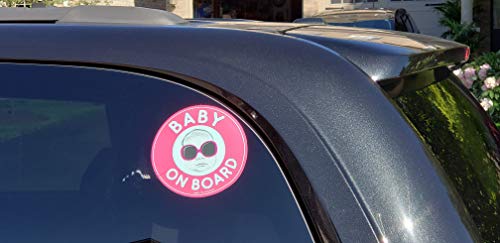 Baby Face Baby on Board Vinyl Car Sticker 2 in a Pack | Promotes Safety | Hot Pink