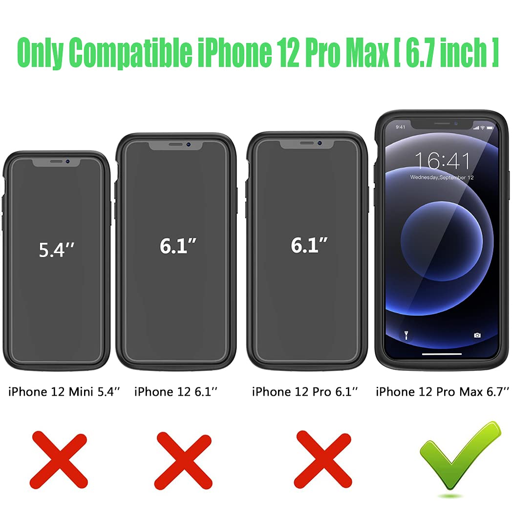 Battery Case iPhone 12 Pro Max, 8500mAh Slim Rechargeable Battery Pack Charging Case Compatible with iPhone 12 Pro Max Extended Battery Charger Case