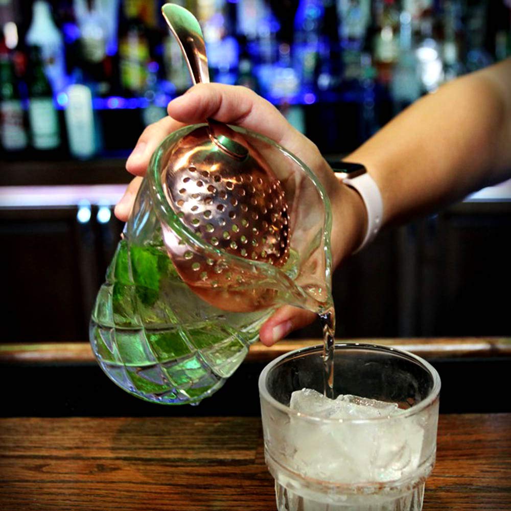 BarConicĀ® Diamond Pattern Mixing Glass with Copper Plated Julep Strainer