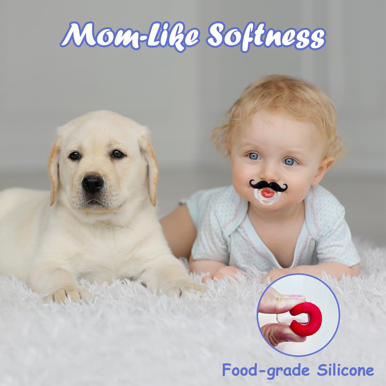 YAPROMO Funny Toddler Orthodontic Mustache Pacifiers for Babies, BPA Free, Latex Free-4 Pack
