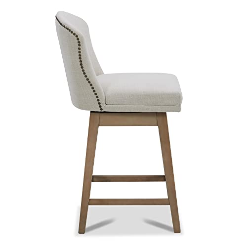 CHITA Counter Height Swivel Barstools, Upholstered Performance Fabric Bar Stools Set of 2, 26" Seat Height, Linen