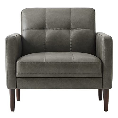 CHITA Mid-Century Sofas Furniture 32.3''W Faux Leather Single Sofa Couch Sets for Living Room Apartment, Grey