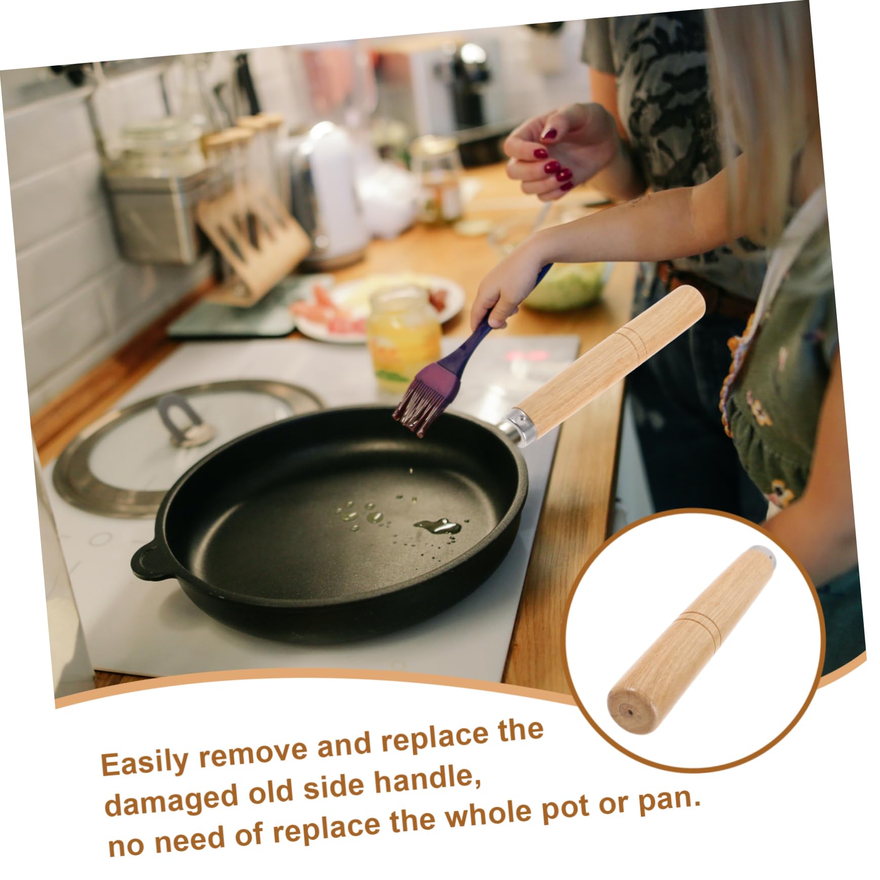 Yardenfun Saucepan Handle Stockpots Handle Cookware Handle Frying Pan Handle Wok Handle Replacement Pan Handle Pot Side Handle Fry Pot Grip Handle Pan Handles Wood Pot Handle Universal