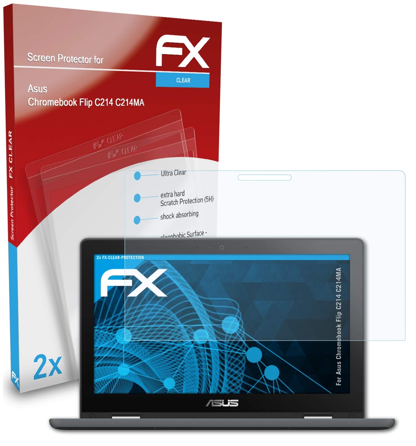 atFoliX Screen Protection Film compatible with Asus Chromebook Flip C214 C214MA Screen Protector, ultra-clear FX Protective Film (2X)