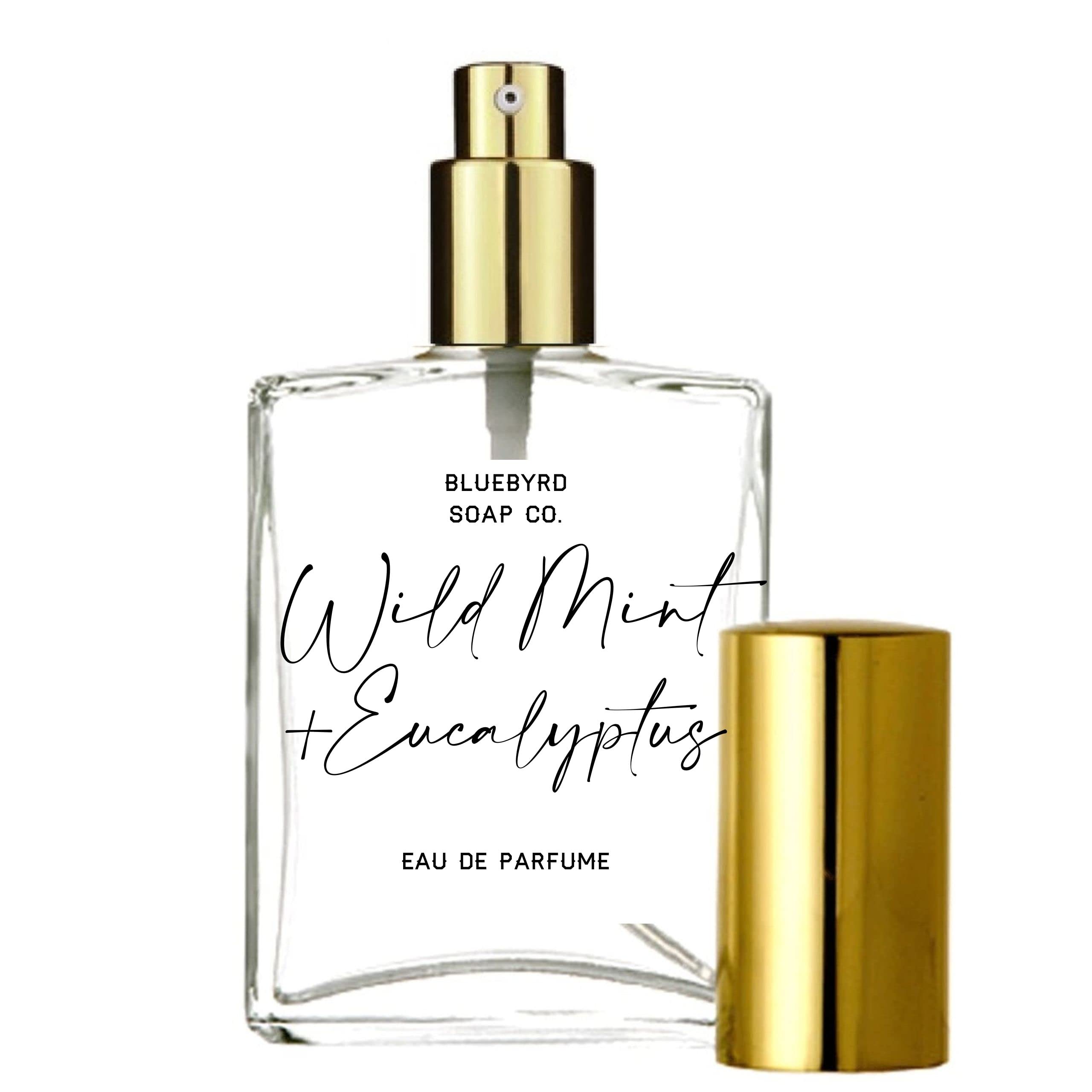 Bluebyrd Soap Co. Wild Mint & Eucalyptus Perfume Spray 2oz | Aromatherapy Cologne with Scent Notes of Bergamot, Citrus, Eucalyptus, Spearmint, Musk, Amber, & Cedarwood | (Wild Mint, 2 oz)