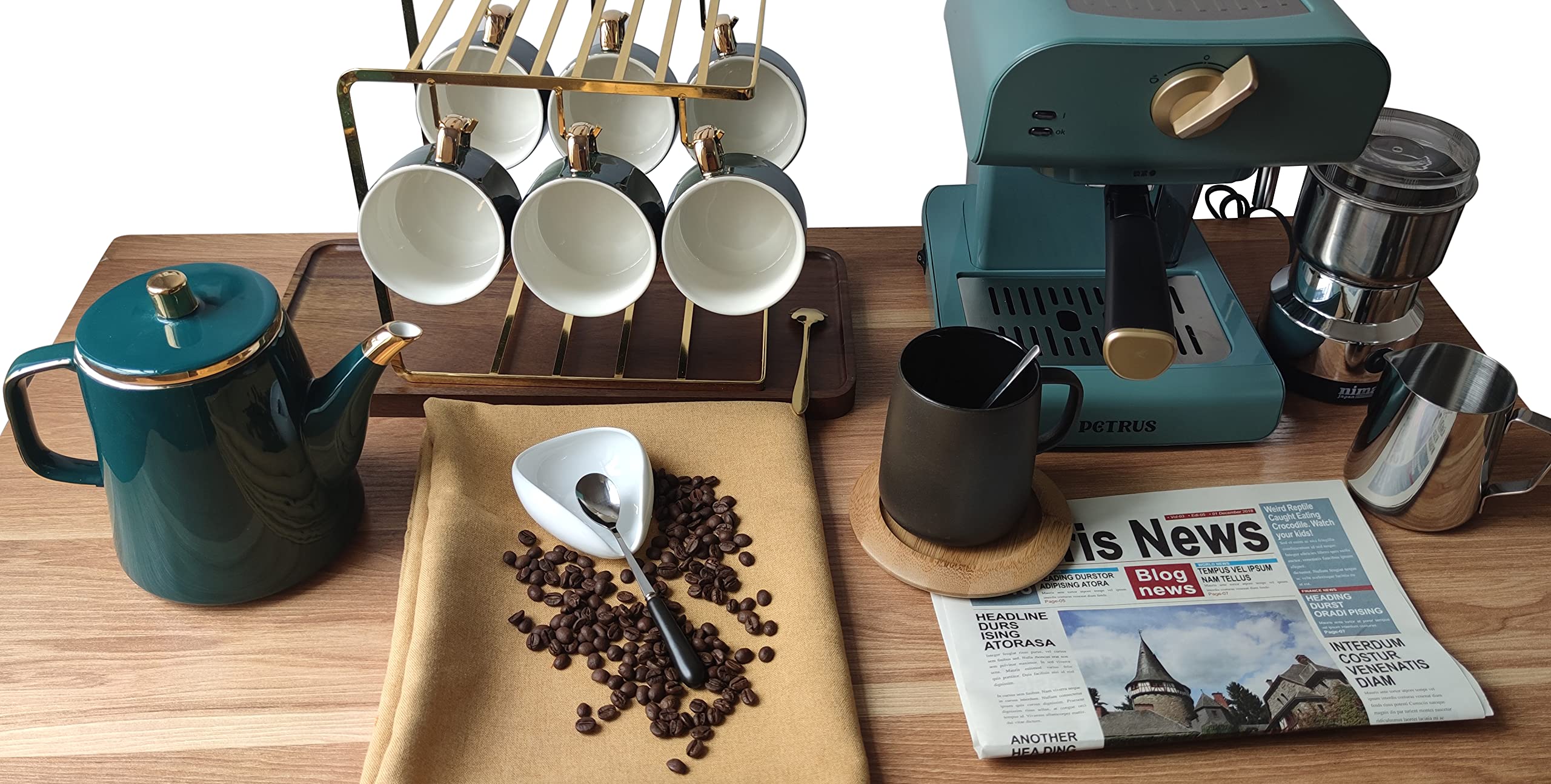 Andwarmth Coffee Spoon Rest and Spoon Set-Christmas Gifts for Coffee Lovers,Small Teaspoon Holder,Coffee Stirrers Holder,Coffee Bar Accessories,Decoration and Orginizer for Coffee Station