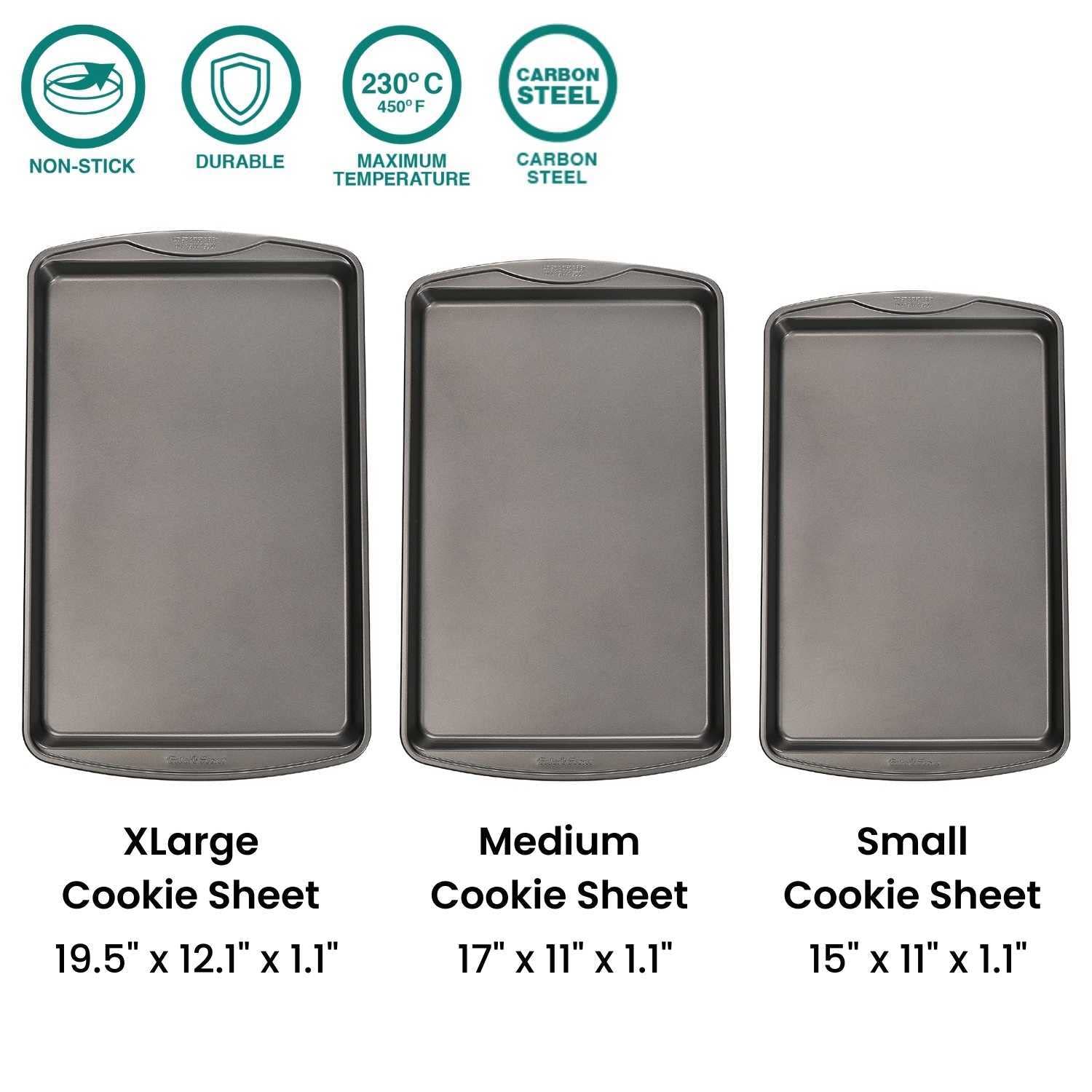 Baker's Secret Nonstick Cookie Sheet 13", Carbon Steel Small Size Cookie Tray with Premium Food-Grade Coating, Non-stick Cookie Sheet, Bakeware DIY Baking Accessories - Classic Collection
