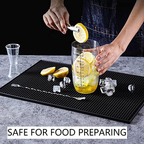 Bar Mat for Cocktail and Coffee Bar 12" x 18" Rubber Bar Service Spill Mat for Cocktail Bartender Coffee Bar or Countertop Mats Glass Drying Mat (Black Border - 12 x 18)