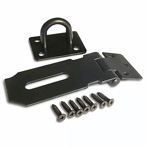 Axuansor Padlock Latch Lock 3 Inch Stainless Steel Hasp Lock Latch Matte Black Door Lock Hasp Latch with Screws for Door Shed Cabinet 2 Pack