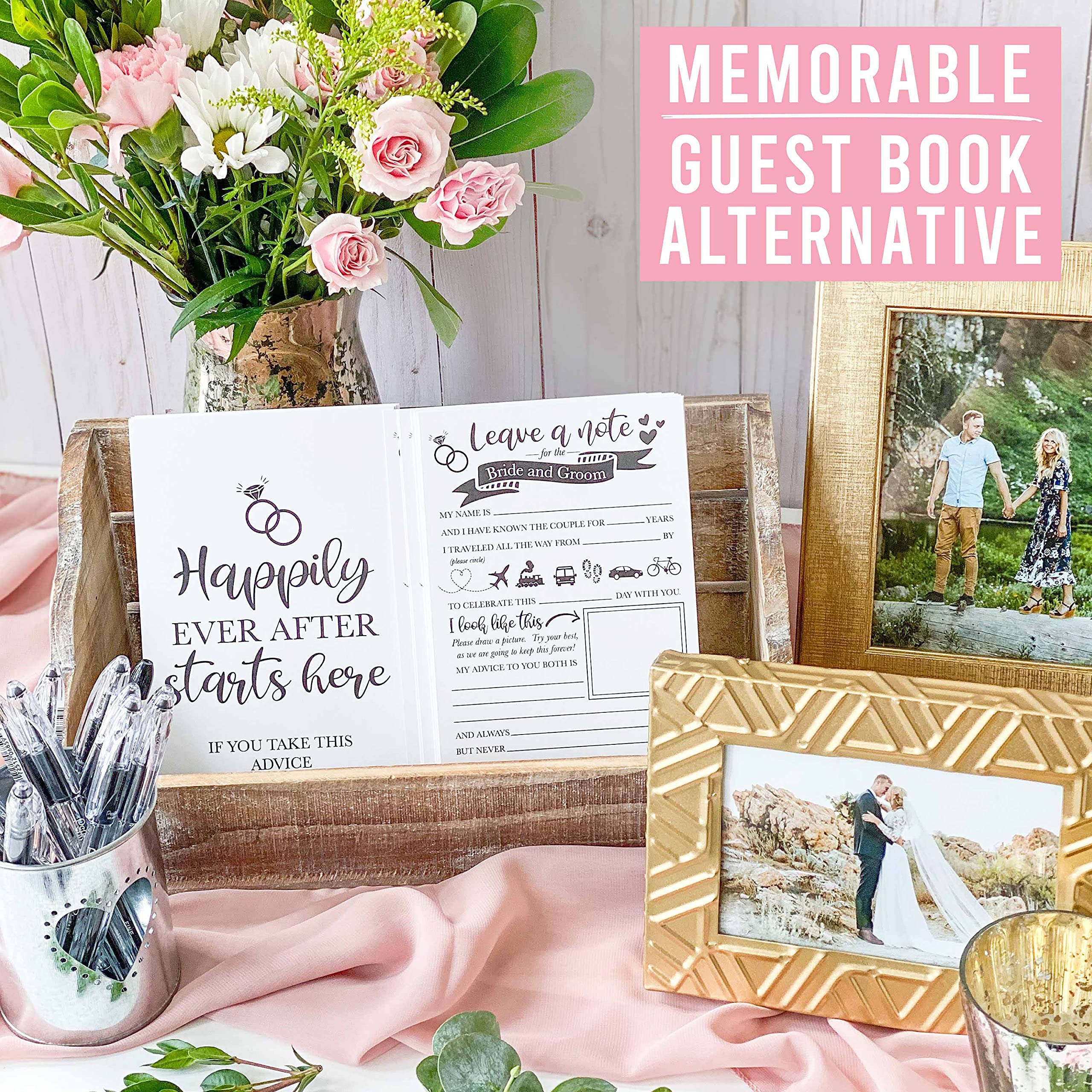 Hadley Designs 25 Wedding Advice Cards for Bride and Groom For Wedding Card Boxes For Reception, Wedding Guest Book Alternative, Bridal Shower Games For Guests, Advice for the Bride Wedding Games