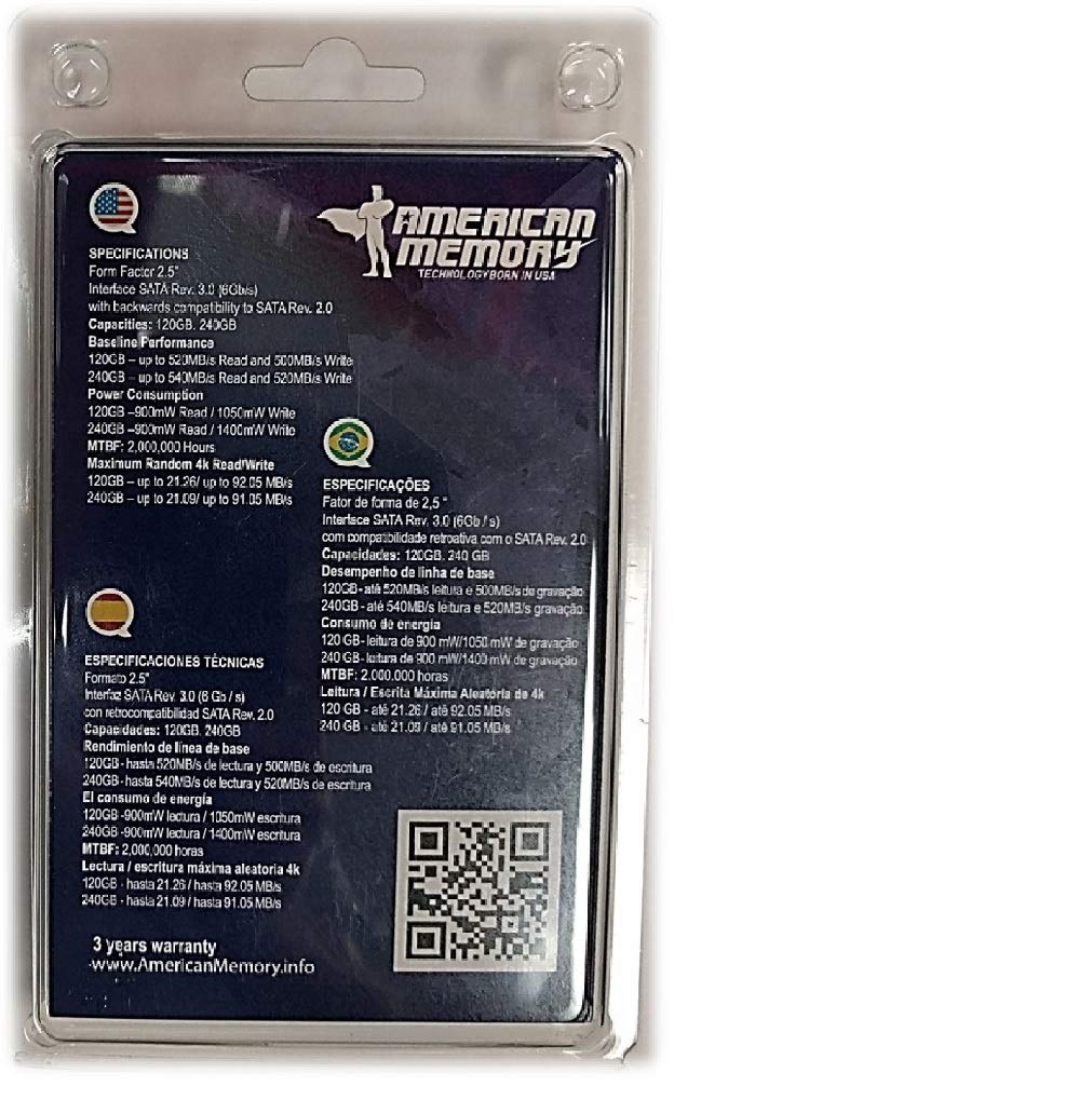 American Memory Raptor SSD 240GB Internal SSD - SATA III 6 Gb/s, 2.5" / 7mm, Up to 540 MB/s