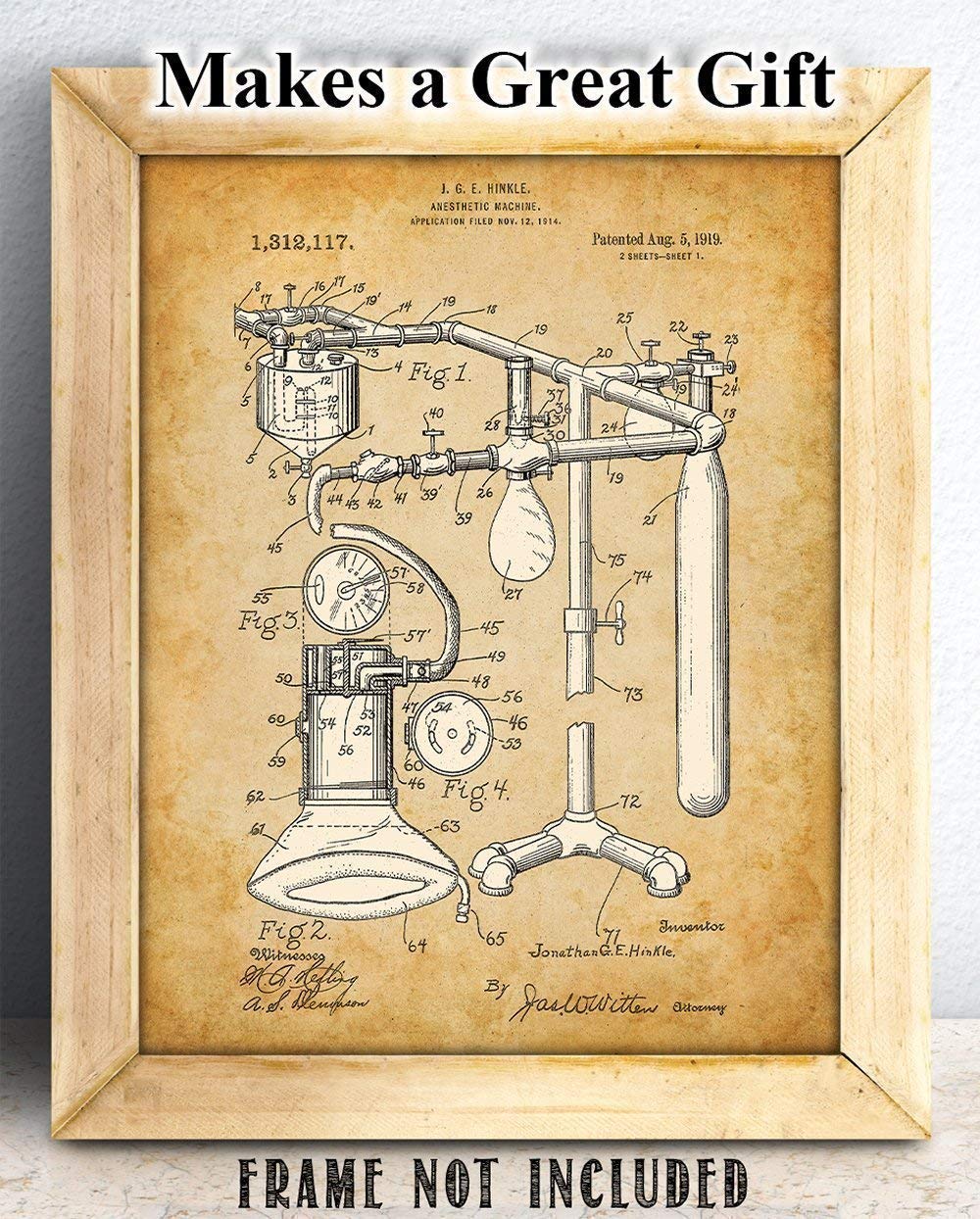 Anesthetic Machine Patent - 11x14 Unframed Patent Print - Great Gift for Doctors, Surgeons, and Anesthesiologist and Home and Office Decor Under $15