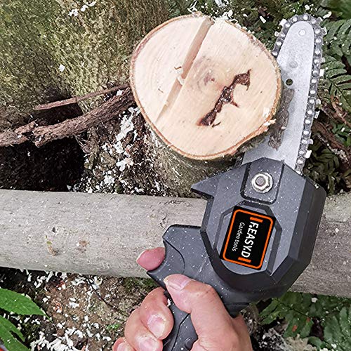 AOEIUV 24V Cordless Chainsaw, Mini Lithium Battery Electric Pruning Saw, 4 inch One-Hand Chainsaw with 2Ah Battery and Charger, for Tree Branch Wood Cutting,1pcs Battery