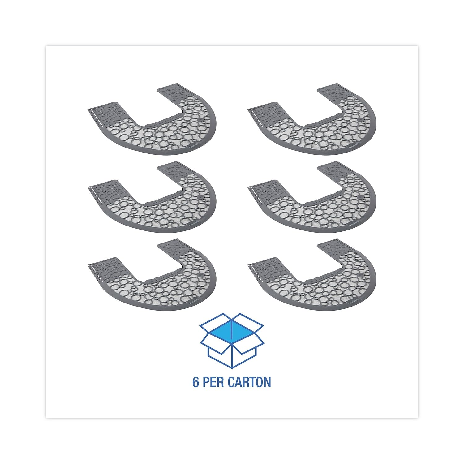 Boardwalk BWKCMGW 22 in. x 22 in. Commode Rubber Mat 2.0 - Gray/White (6/Carton)