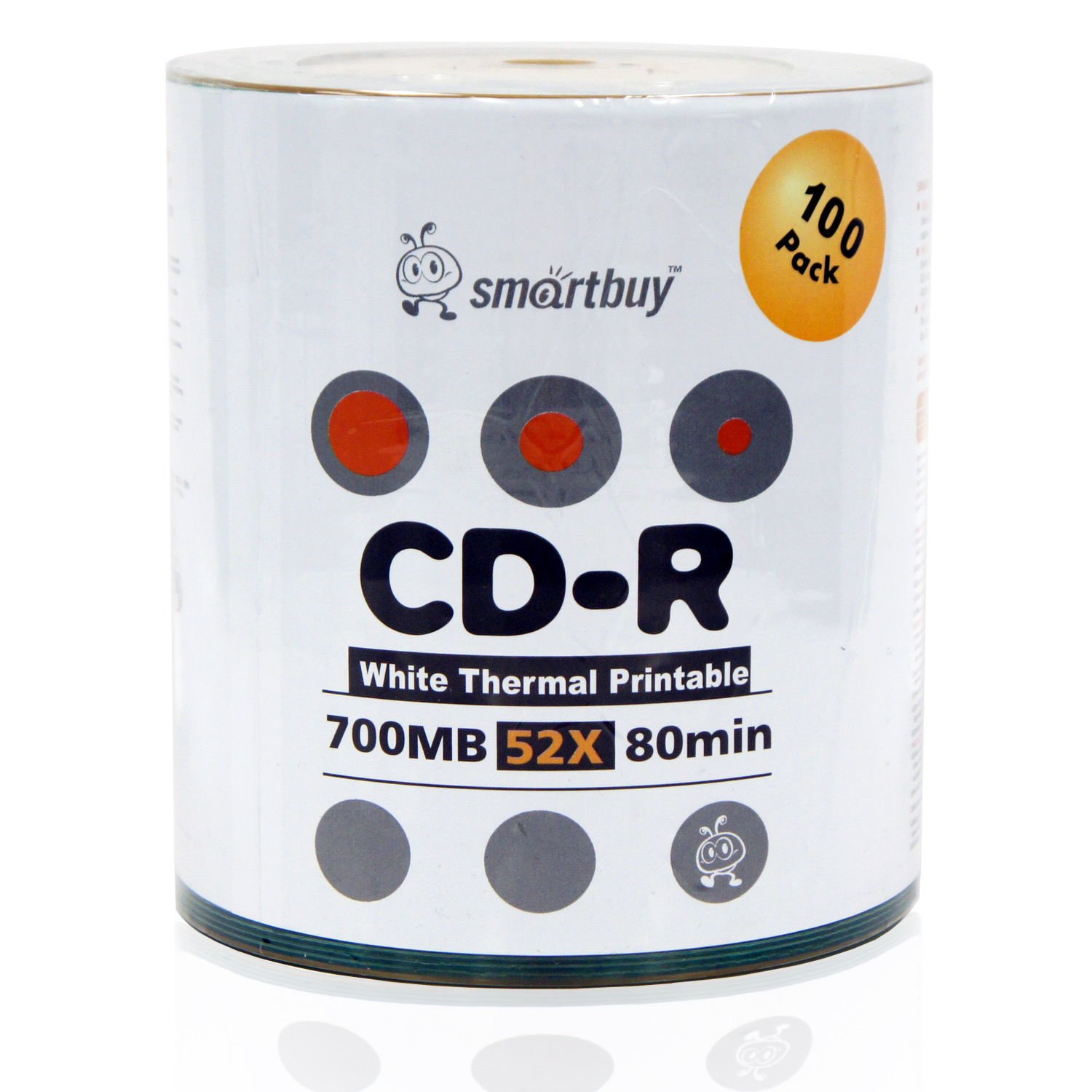 Smartbuy 300-disc 700mb/80min 52x CD-R White Thermal Hub Printable Blank Media Disc + Black Permanent Marker