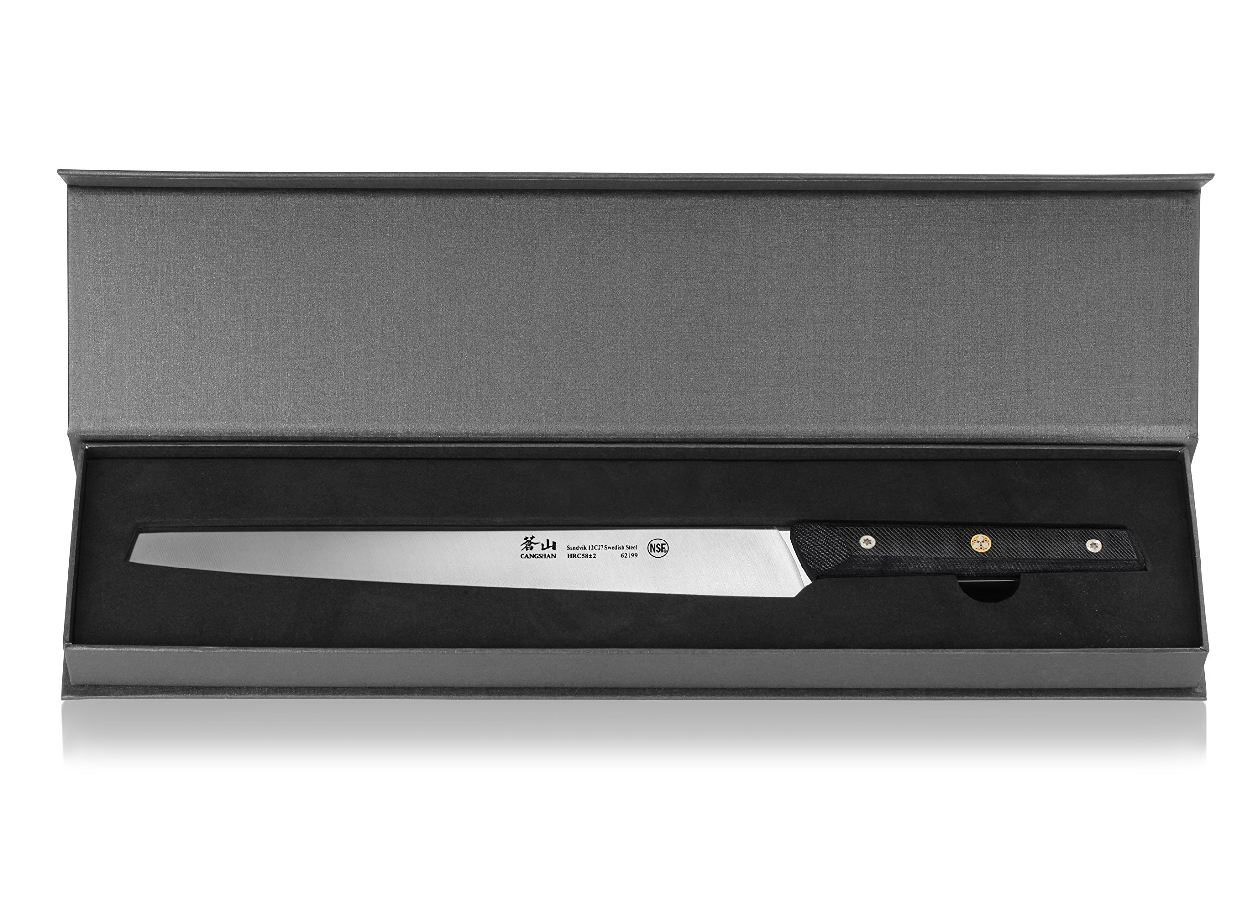 Cangshan TG Series 62199 Swedish 12C27 Steel Bread Knife, 10.25-Inch, G10 Handle