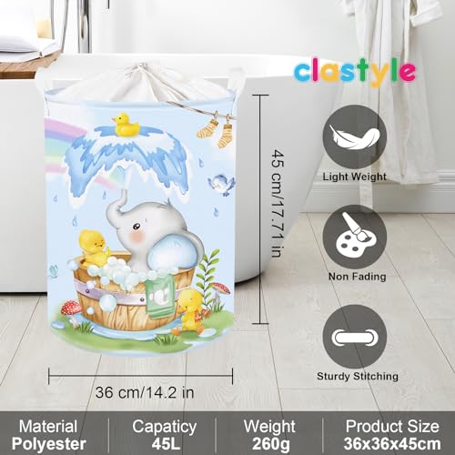 Clastyle 45L Cute Animal Shower Laundry Basket Sunny Elephant Bathing Baby Laundry Hamper Blue Giraffe Lion Duck Toy Towel Storage Basket