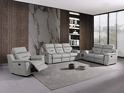 Blackjack Furniture Walker Leather Match Upholstered Reclining Living Room Sofa, Gray