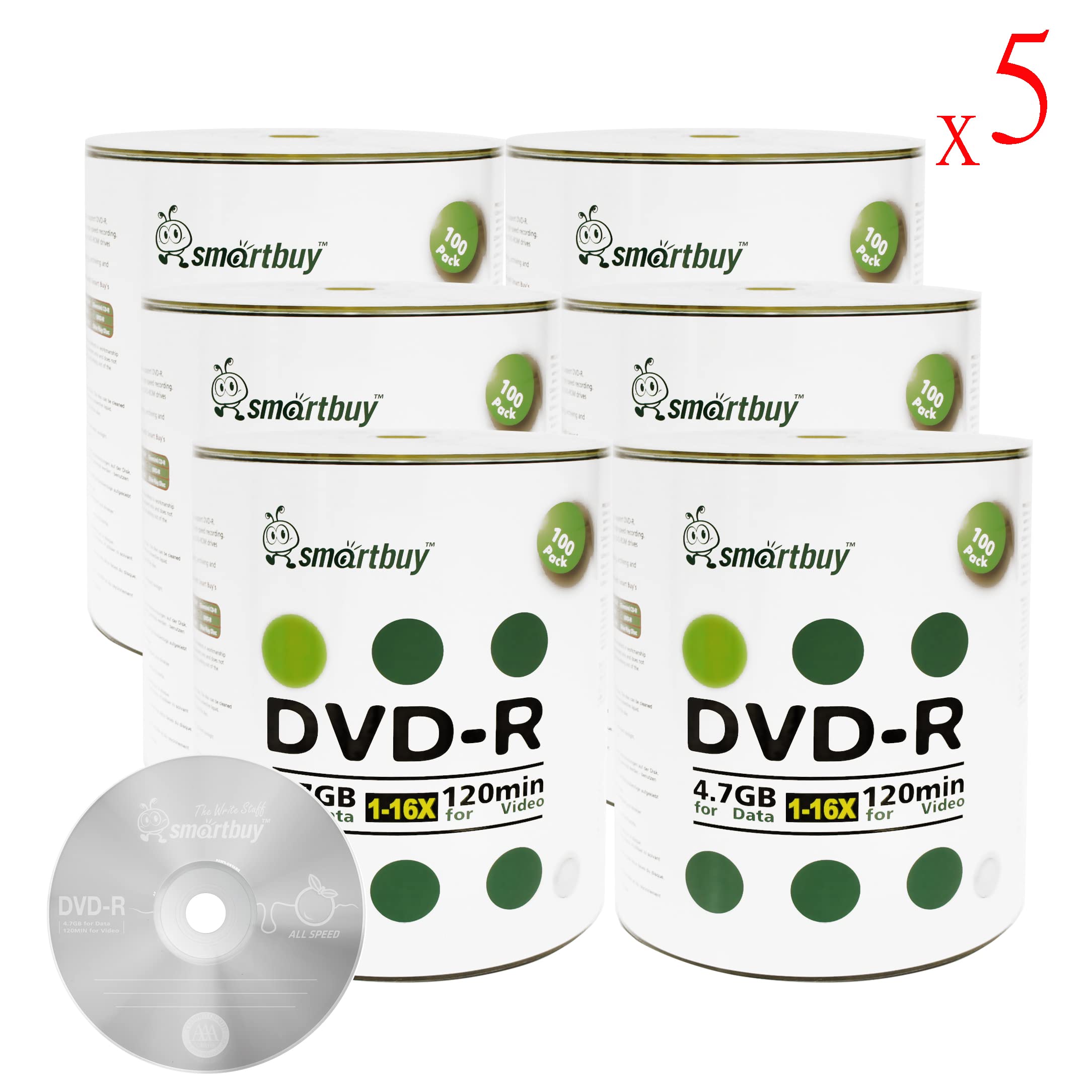 Smartbuy 3000-disc 4.7gb/120min 16x DVD-R Logo Top Blank Data Recordable Media Disc