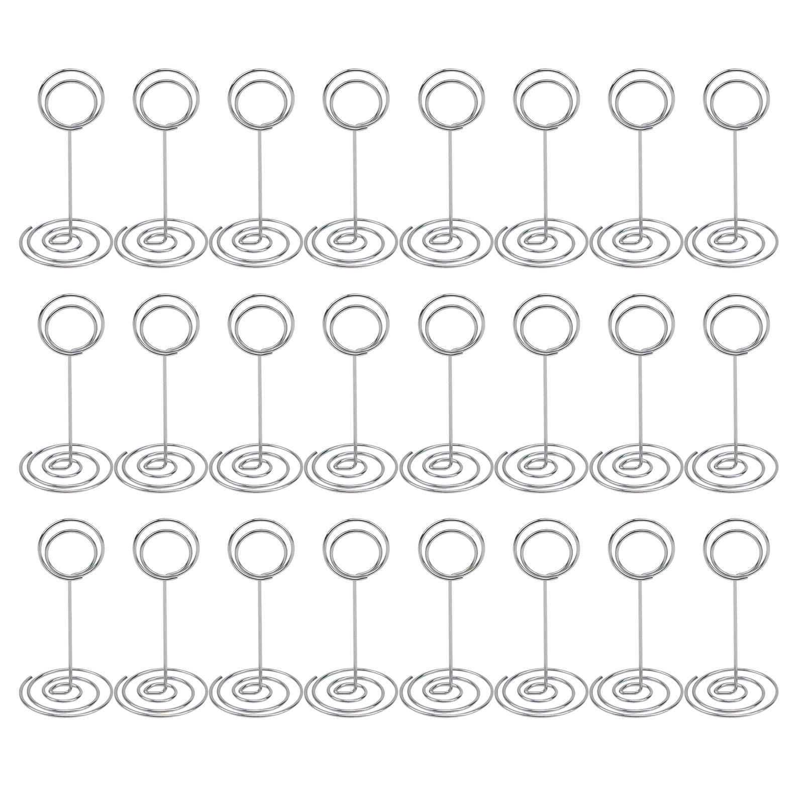 Yethuanru 24 pieces Table Number Holders Picture Holder for Tables 85mm Place Card Stand for Wedding Party Office, Silver/Gold(Round) (Silver)