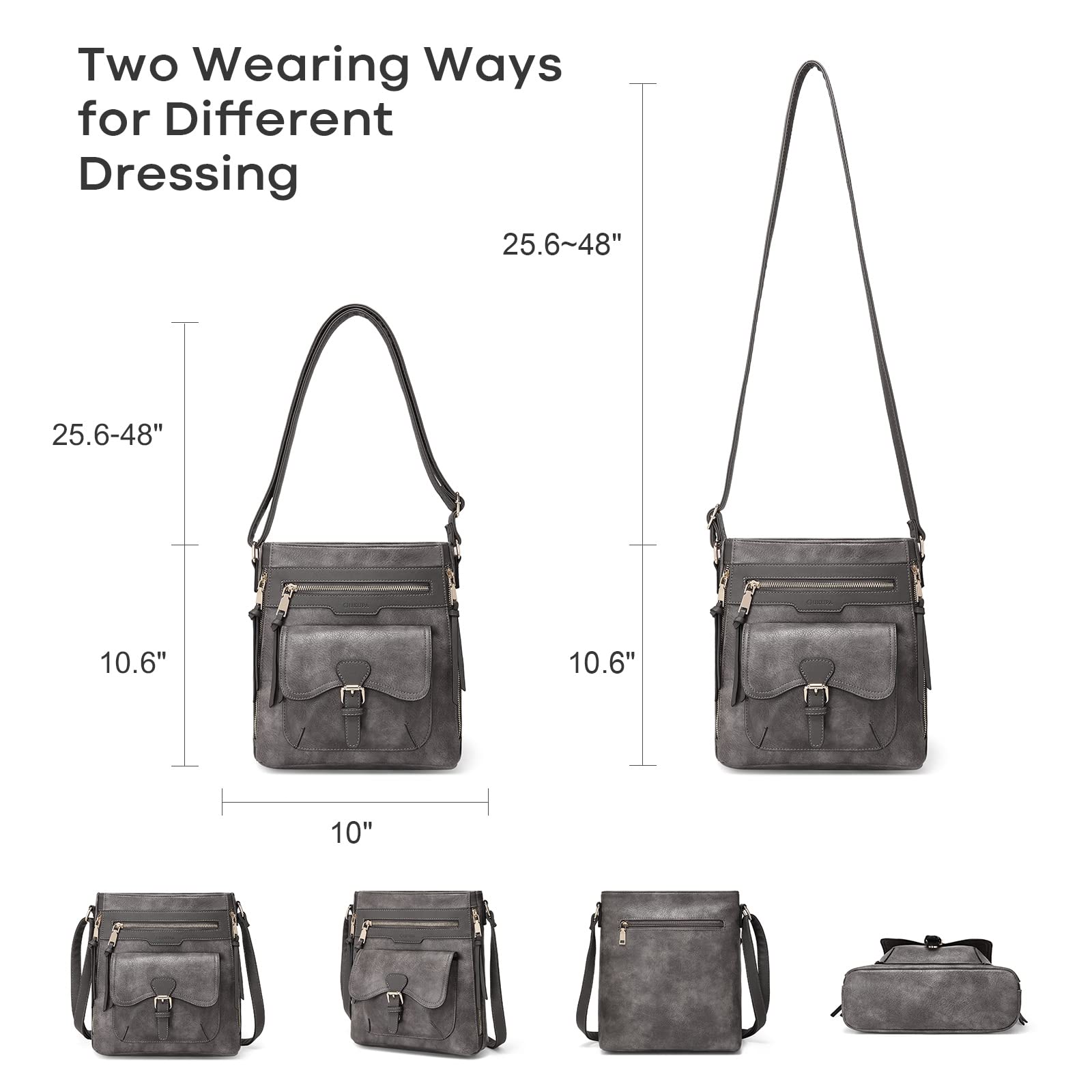 AOLUC Crossbody Bag For Women Tassel Shoulder Handbag Satchel Long Over Strap Multiple Pockets Lightweight