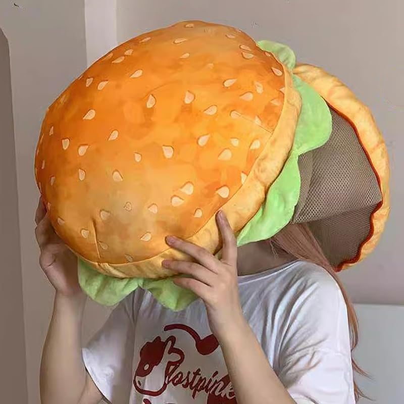 EASE 16" Large 3D Simulation Hamburger Plush Throw Pillow Sofa Cushion, Funny Food Stuffed Cheeseburge Sandwich Plushie Toy Burger Plush Home Decorative Seating Cushions