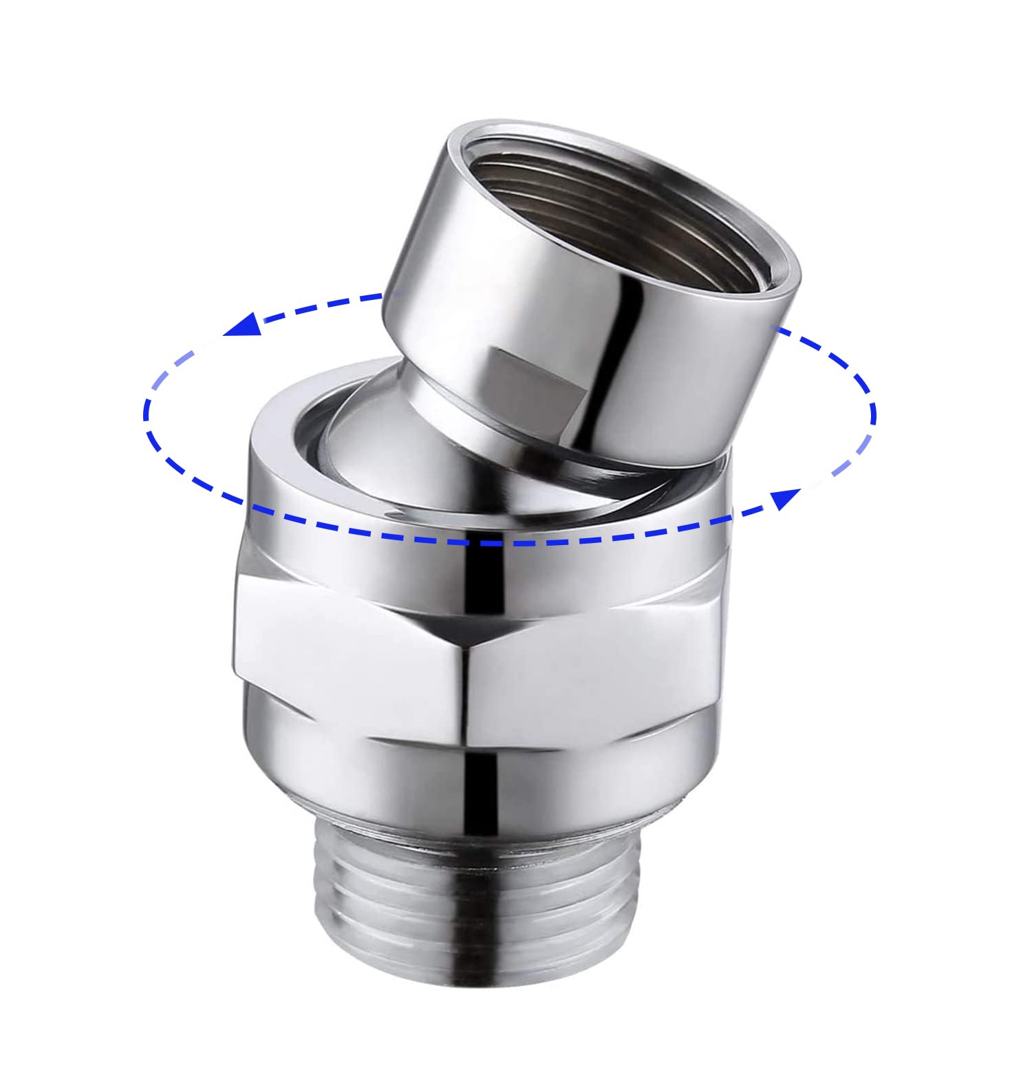 BENLIUDH Shower Connector Ball Joint, Chrome Shower Head Swivel Ball Adapter Adjustable Shower Parts Universal Connector Joint (052005)