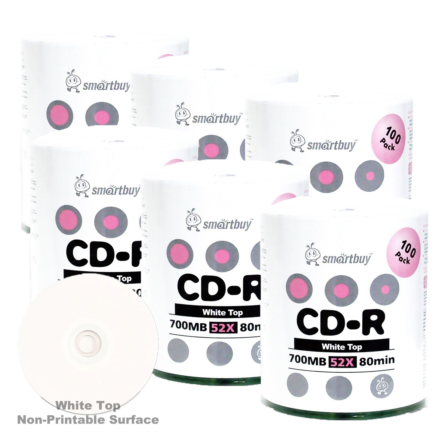 Smartbuy 600-disc 700mb/80min 52x CD-R White Top Blank Data Recordable Media Disc