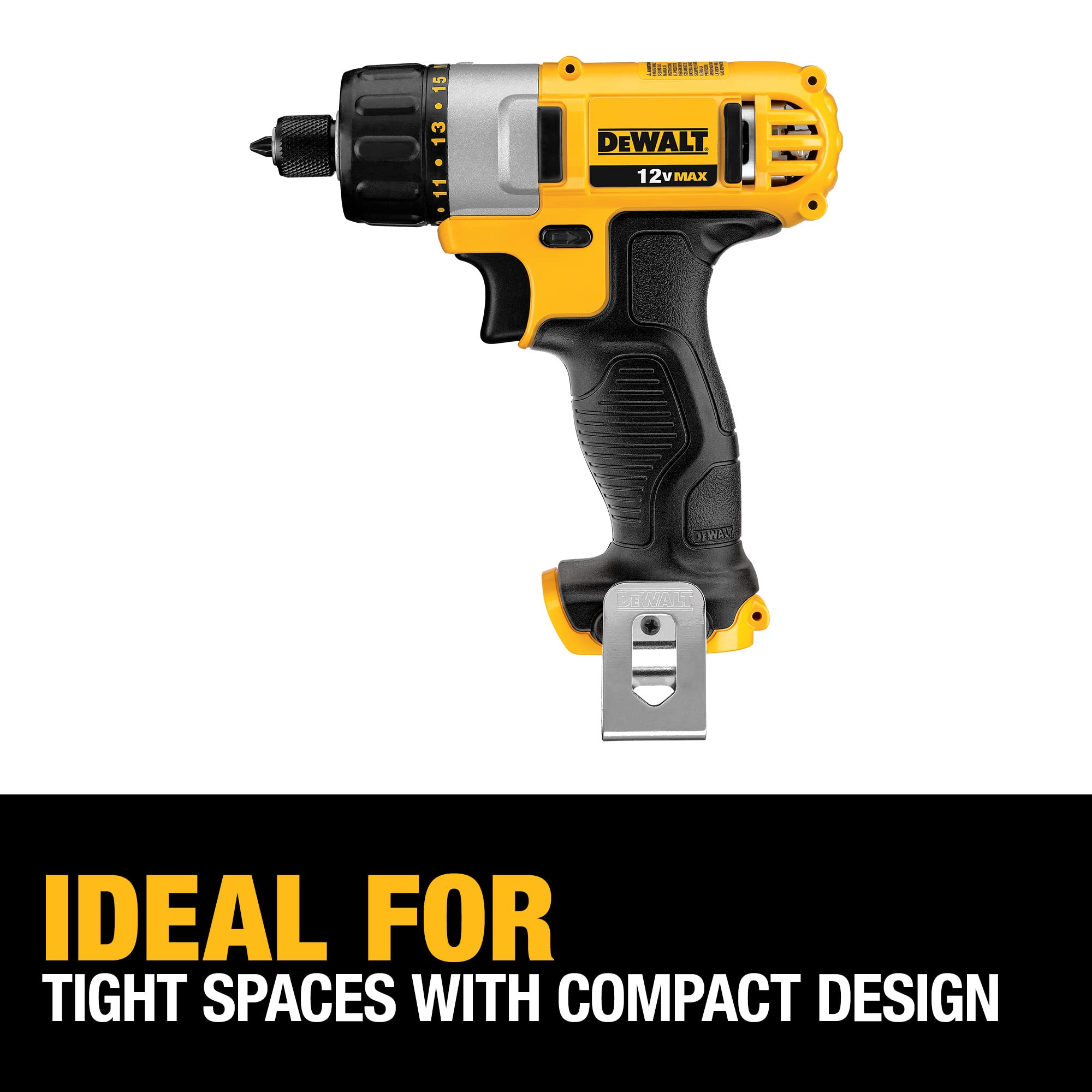 DEWALT 12V MAX Cordless Screwdriver, 1/4-Inch Hex Chuck, 1-Inch Bit Tips, Electric (DCF610S2)