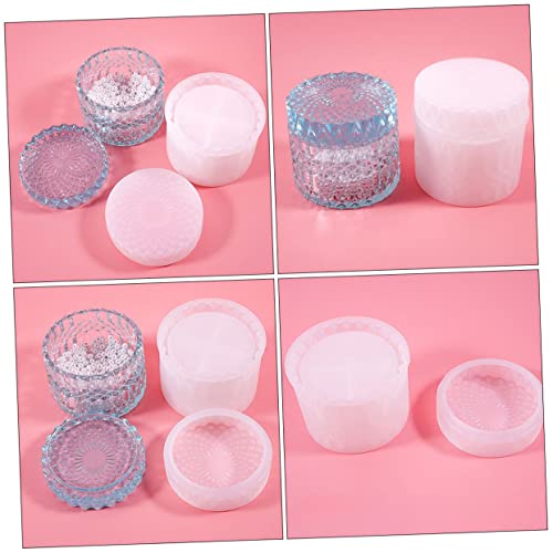 Beavorty 2 Pcs Jar Silicone Mold Small Containers Silicone Planter Mold Tray Mold Containers with Lids Trinket Tray Resin Candy Jar Molds Silicone DIY Mold Cosmetics Container Making Tool