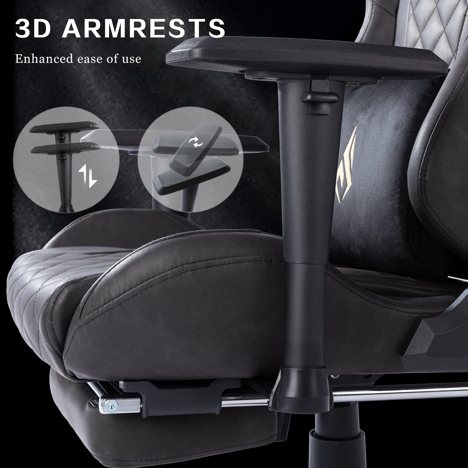 symino Gaming Chair Ergonomic Office Chair Racing Style Computer Chair with 3D Armrest, Vintage Style PU Leather PC Chair with Footrest (Brown)