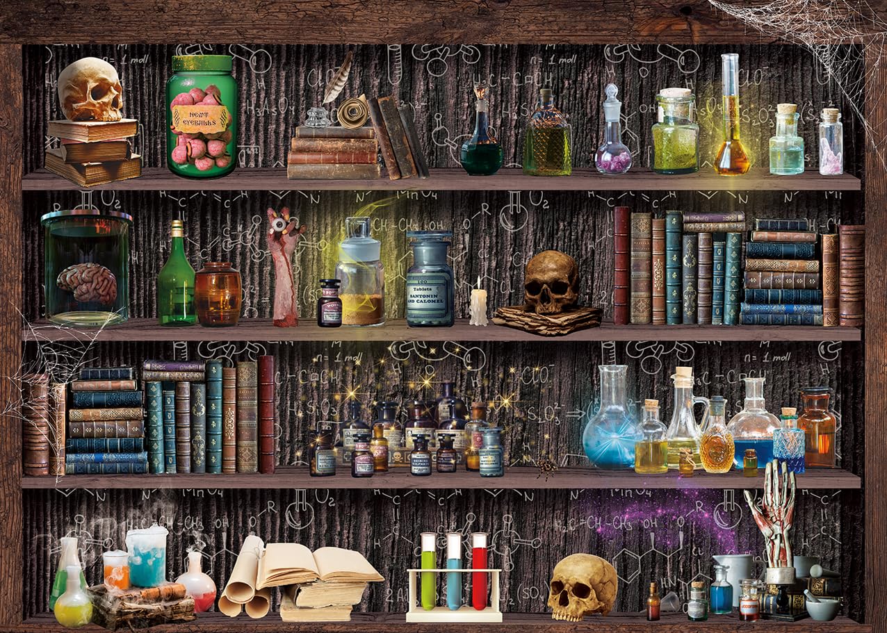 Mad Scientist Laboratory Backdrop for Kids Halloween Magic School Background Spooktakular Creepy Skull Poison Apothecary Witch Kitchen Hallowmas Baby Shower Party Decorations Banner (7X5FT(82x59inch))