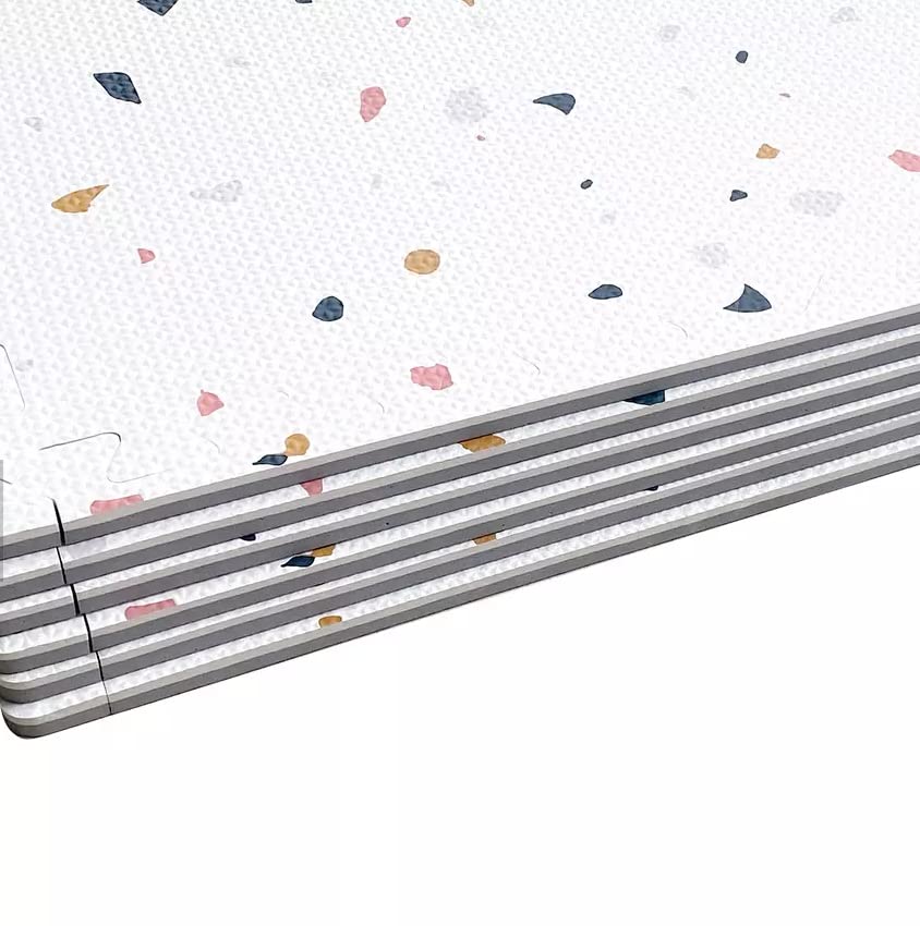 Baby Foam Play Mat 4'x6' (Pink Multi Terrazzo) Non Toxic, Foam, BPA Free, No Odor, Water Resistant, can be Combined to Make Larger