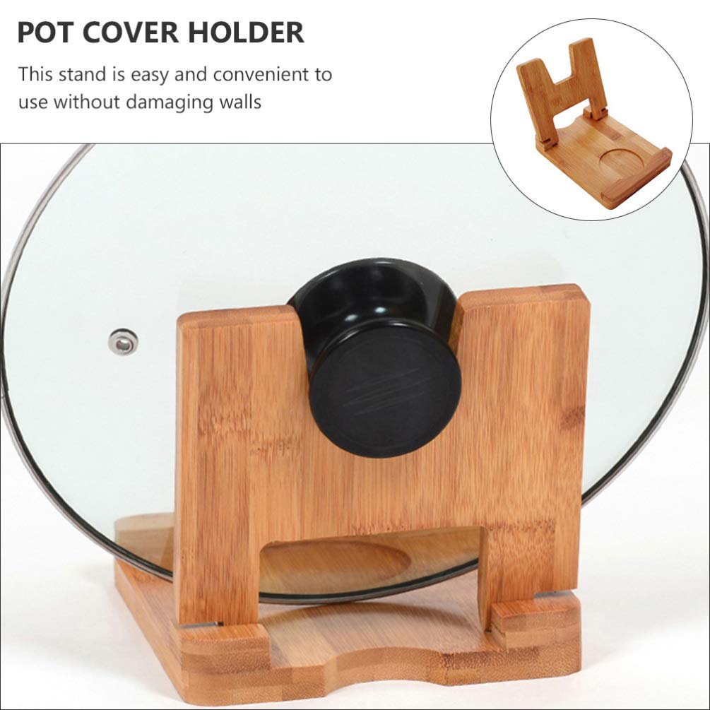 Bamboo Pot Lid Holder Bamboo Pan Lids Holder Counter Top Pot Lid Holder Pan Lid Rest Cover Organizer Kitchen Utensil Stand Kitchen Accessories Pan Lid Holder