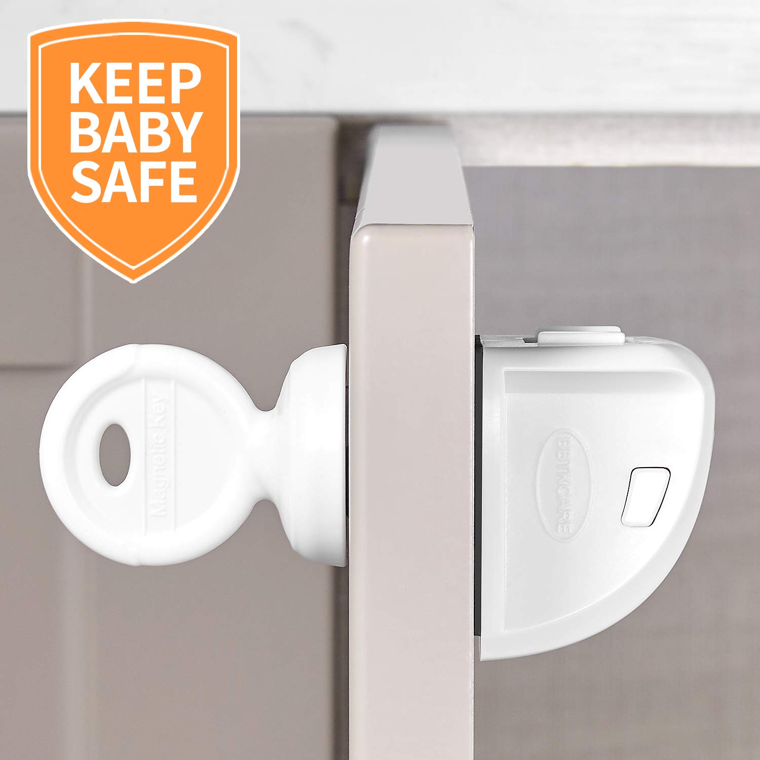 BBTKCARE Cabinet Locks for Babies | Adhesive Magnetic Baby Locks | Baby Proofing | Set of 8 Locks and 2 Keys