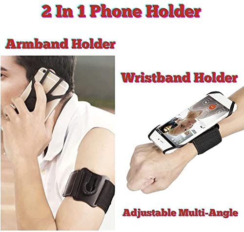 BATTPIT Running Armband for iPhone 12 Pro 11 Pro Max X XR XS 8 7 6 6s Plus, Galaxy S20 S10 S9 Plus, Note 20/10/9/8, 360°Rotatable with Key Holder Phone Armband for Hiking Biking Walking(Black)