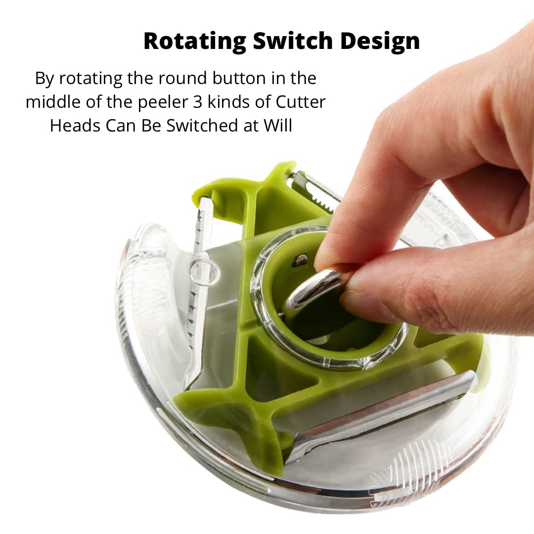 Apple Peeler β3 in 1β Multi-Functional Blades with a Button to Easy Switch | Non Slip Handle | Stainless Steel Kitchen Peeler for Fruits & Vegetables
