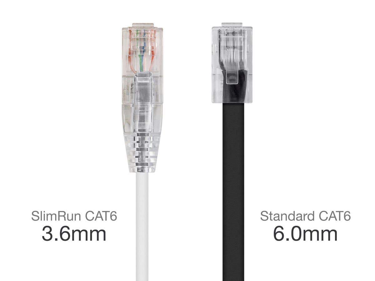 Monoprice Cat6 20ft White Component Level Patch Cable UTP 28AWG 550MHz Pure Bare Copper Snagless RJ45 SlimRun Series Ethernet Cable